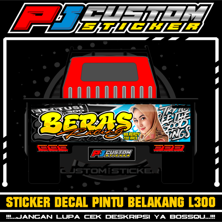 STICKER DECAL PINTU BELAKANG PICKUP L300/GRANMAX/CARRY BERAS RACING ...