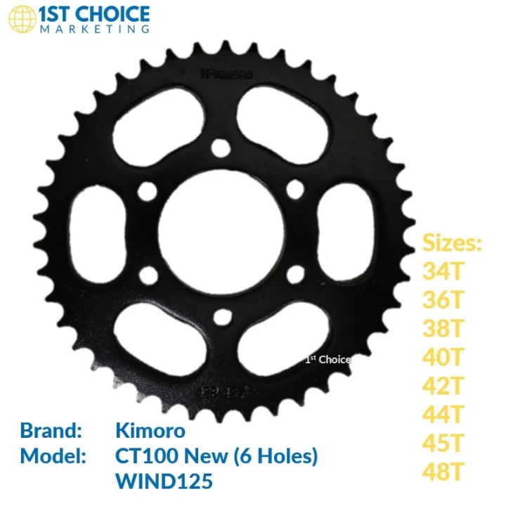 KIMORO Rear Sprocket 428 - CT100 NEW 6 HOLES / CT125 /WIND125 (34T 36T ...