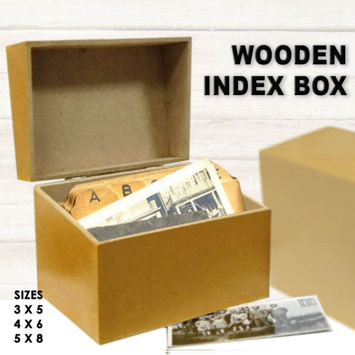 INDEX BOX WOODEN INDEX CARD BOX RECIPE BOX 3x5 4x6 5x8 Inches | Lazada PH
