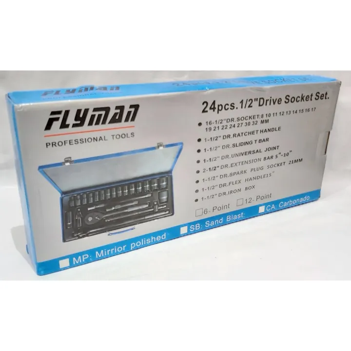Flyman 24 Pcs. 1/2 Drive Socket Wrench Set 12 Points (Flower Type) | Lazada PH
