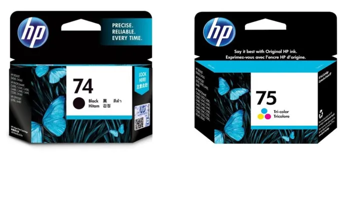 HP 74/75 combo value pack original ink cartridge (black and tricolor ...