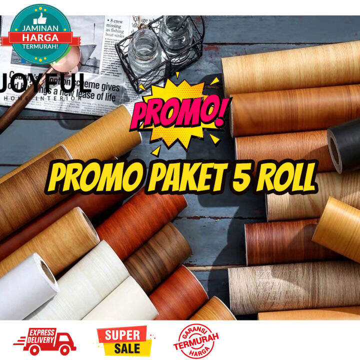 Promo 5 Roll Wallpaper Dinding Pvc Hiasan Dekorasi Ruang Tamu Kamar ...