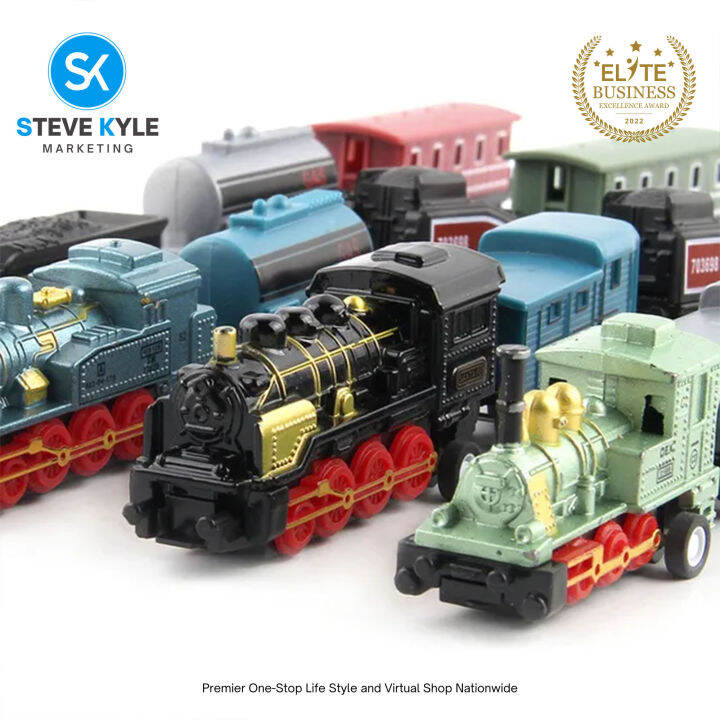 4Pcs Retro Mini Simulated Steam Train Set Pull Back Model Kids Children ...