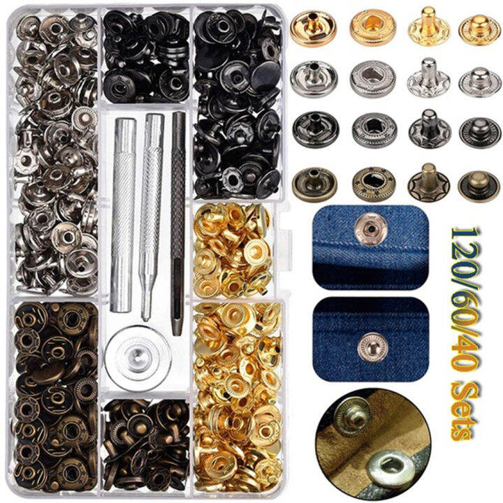 LO 【Ready Stock】 4 Colors Clothes Fastener Snaps Kit Metal Press Stud ...
