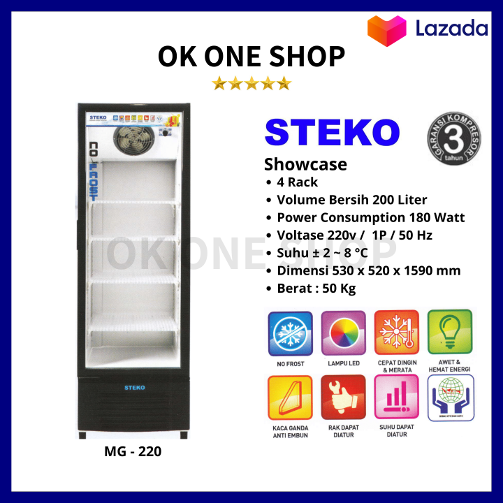 STEKO Showcase MG-220 (200 L) - No Frost | Lazada Indonesia