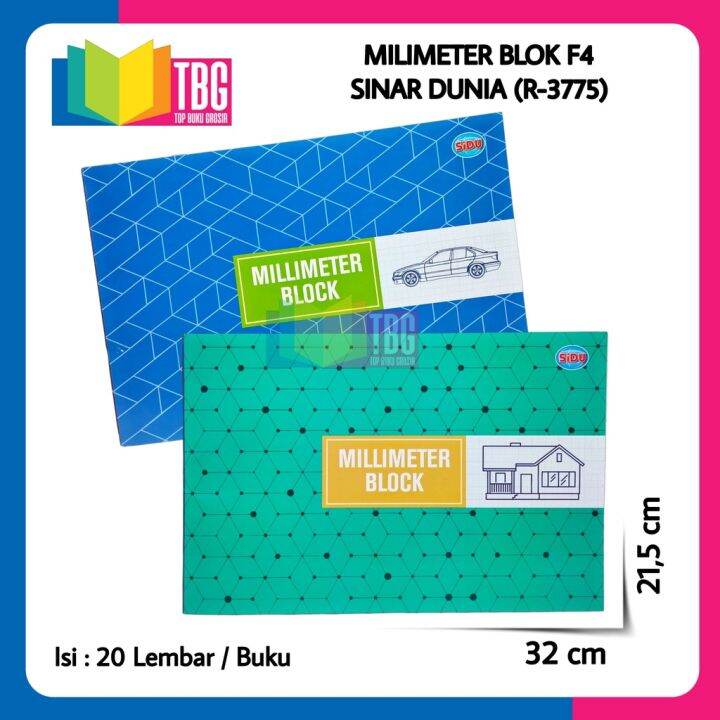 1PCS (20LEMBAR) MILIMETER BLOCK F4 SINAR DUNIA/ KERTAS MILIMETER FOLIO ...
