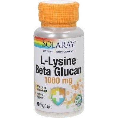 [พร้อมส่ง] Solaray, L-Lysine & Beta Glucan, 1,000mg, 60 VegCaps ไลซีน ...