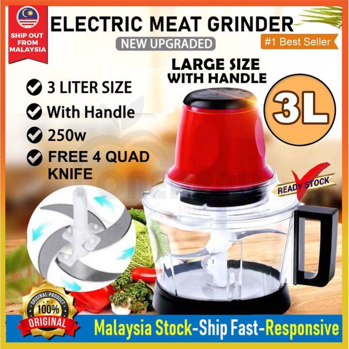 [LARGE 3L] Stainless Steel Electric Food Chopper Meat Grinder Machine ...