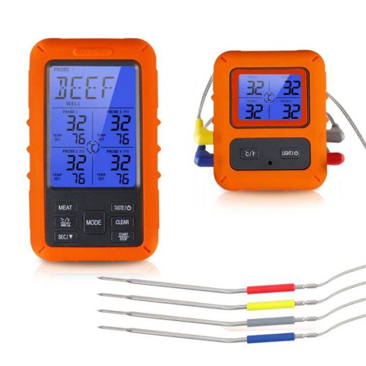Wireless Digital Meat Thermometer With Probes And Meat Injector Remote ...