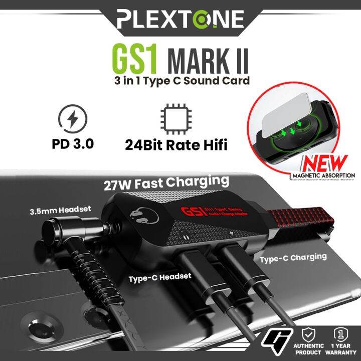 Plextone GS1 Type C Virtual Sound Card 7.1CH Gaming Gear Type 24Bit Rate High Fidelity Sound ...