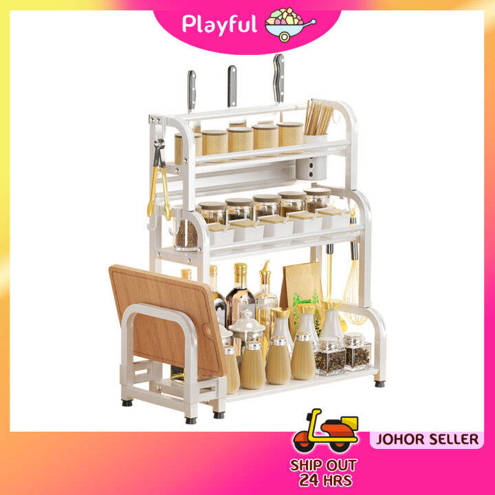 【PLAYFUL】 Kitchen Rak Dapur Rak Rempah Spice Rack Stainless Steel ...