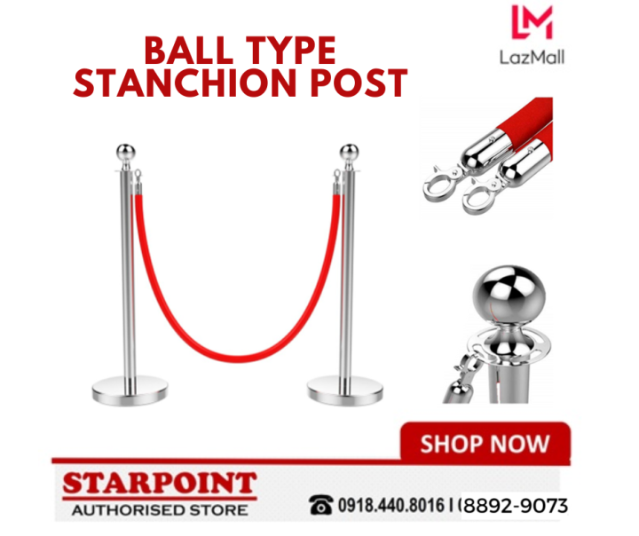 SILVER FINISH STANCHION POST, BALL TYPE STANCHION WITH 1 ROPE | Lazada PH