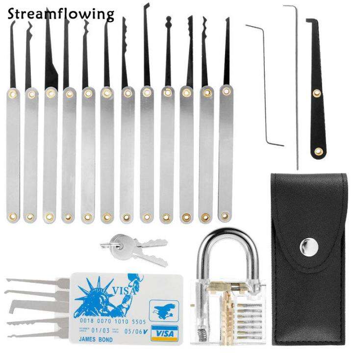 Practice Lock Set Visible Cutaway Transparent Keyed Padlock Training Skill Lock Pick Set for ...