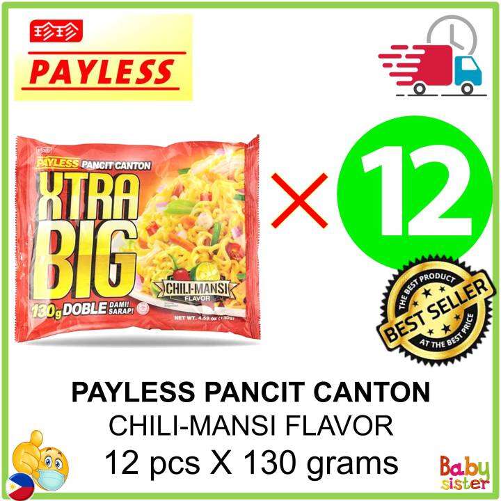 PAYLESS PANCIT CANTON CHILI-MANSI FLAVOR 130 GRAMS X 12 PCS FROM BABY ...