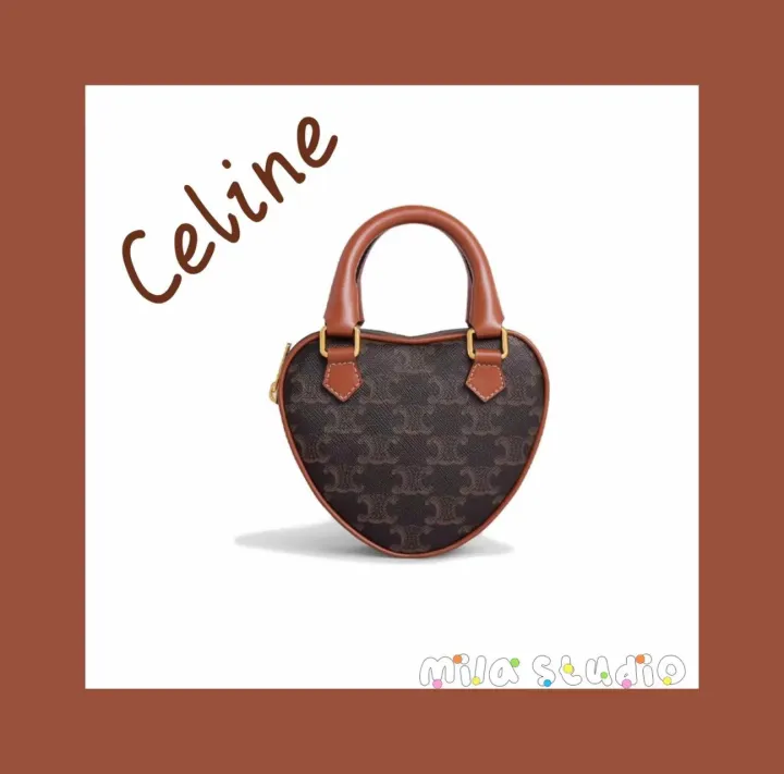 Celine Heart Triomphe Canvas Zip Bag กระเป๋าสตรีสะพายข้าง | Lazada.co.th