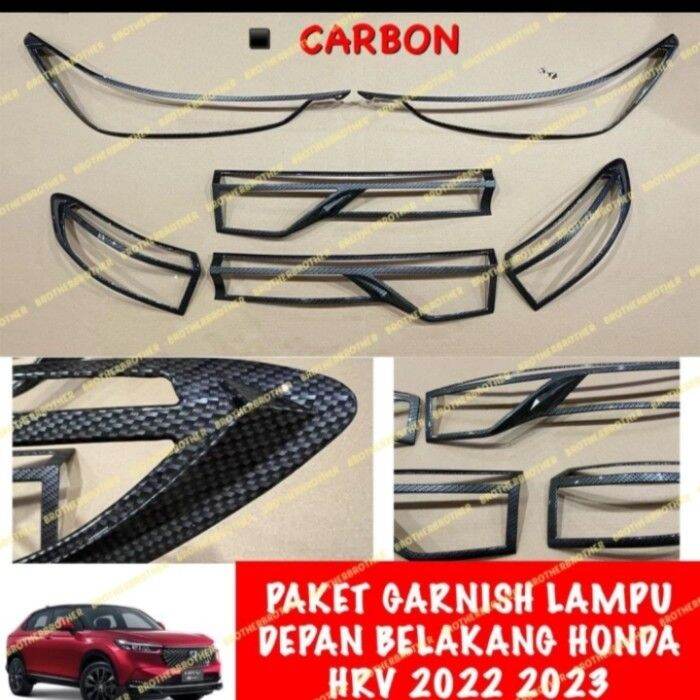 paket garnish cover lampu depan belakang carbon HRV HR-V 2022-2024 ...