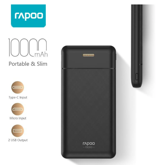 Rapoo Original 12W Powerbank 2 Input and 2 Ouputs 5V 2A Power Bank ...
