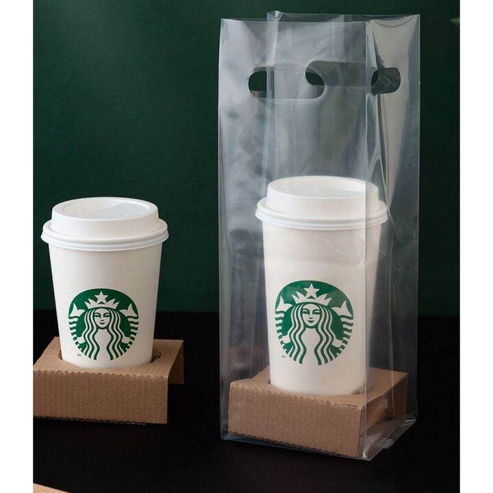 50pcs Coffee Take Out Plastic Bag For Milktea Juice 1 Cup 2 Takeout ...