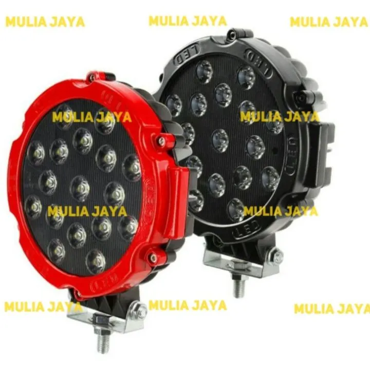 Lampu Sorot Tembak Bulat LED 51W 17 Mata Sepeda Motor, Mobil, Truk, Bus ...