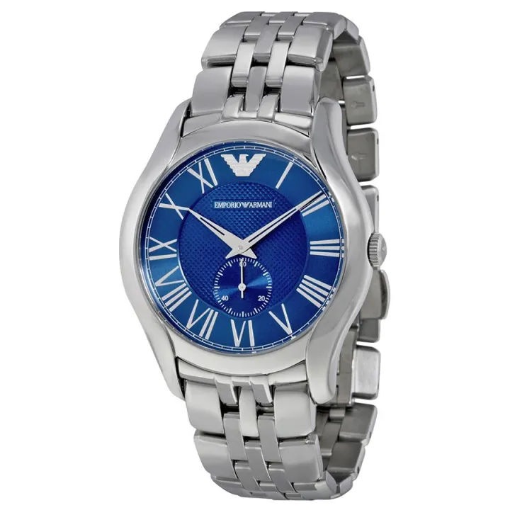 นาฬิกาข้อมือผู้ชาย EMPORIO ARMANI Classic Blue Dial Stainless Steel Men ...