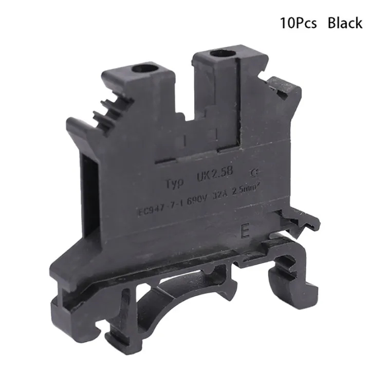 10pcs UK-2.5B 2.5mm 2 DIN Rail Universal Combination Terminal Blocks ...