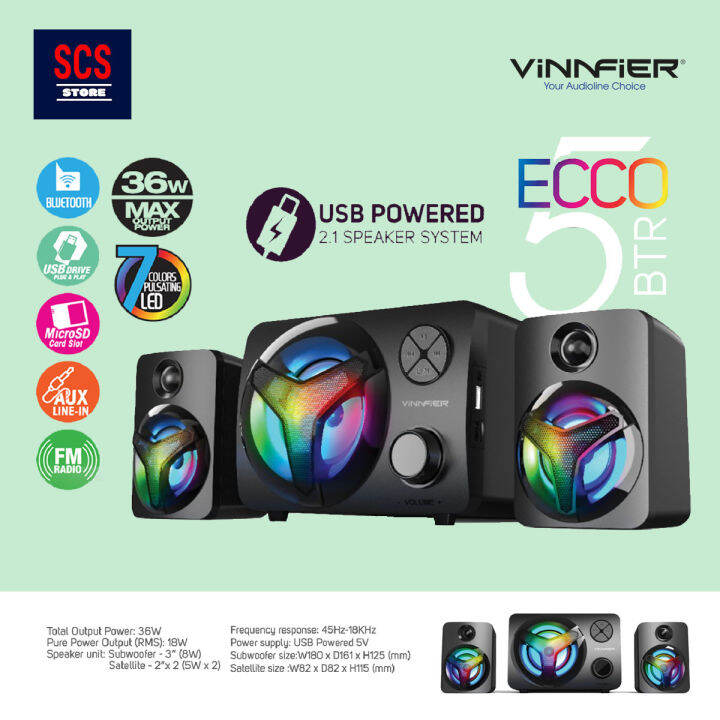 VINNFIER ECCO 5BTR / ECCO 3BTR Wireless Bluetooth 2.1 Speaker With FM ...