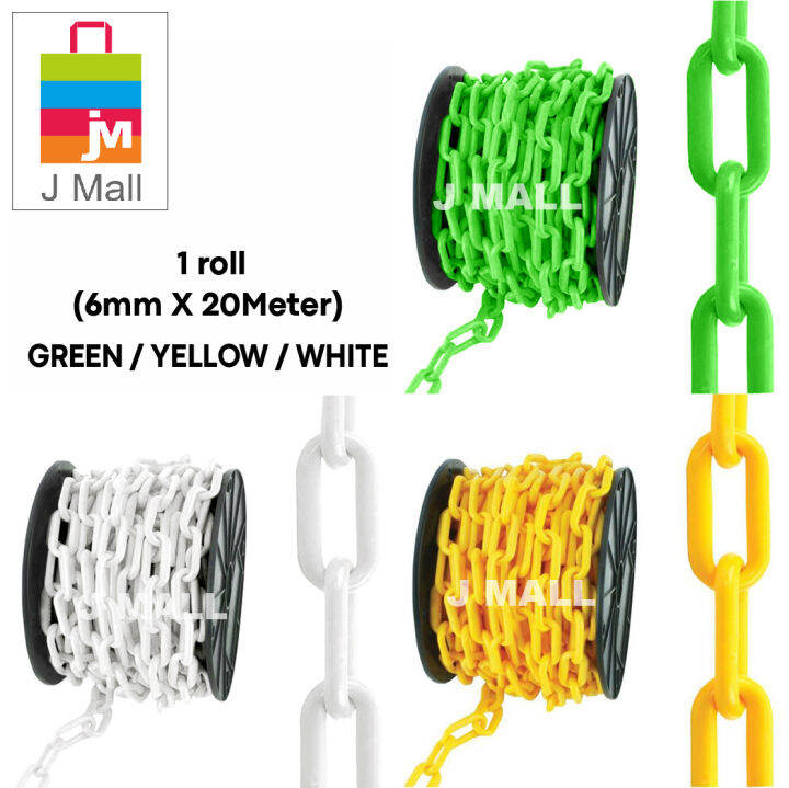 PVC PLASTIC CHAIN | Rantai Plastik 1 roll (6MM X 20Meter) Yellow ...