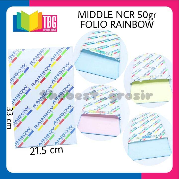 1 RIM (500 LEMBAR) KERTAS MIDDLE NCR 50GR FOLIO RAINBOW / KERTAS NOTA / KERTAS NCR / NCR PAPER ...