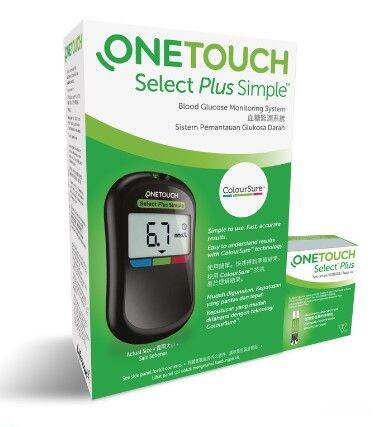 ONETOUCH SELECT PLUS SIMPLE METER + 10 LANCETS + FREE 25'S STRIP - Easy ...