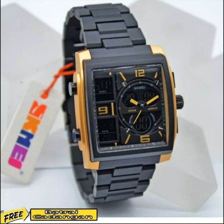 JAM TANGAN PRIA ANALOG DAN DIGITAL MODEL PERSEGI | Lazada Indonesia