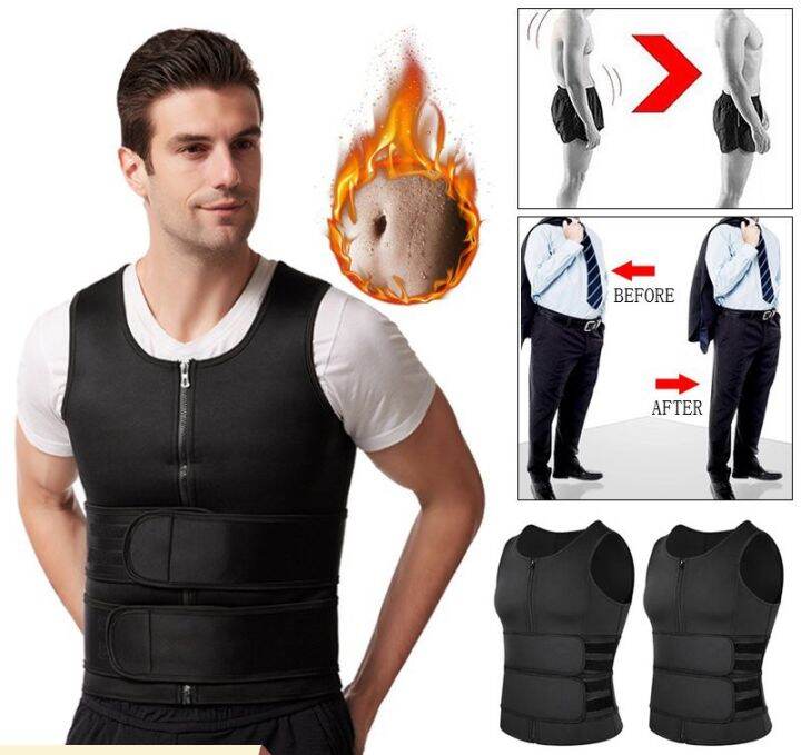 Cross-border Men's Double Belt Vest Shapewear Reinforced Sweat Rubber ...
