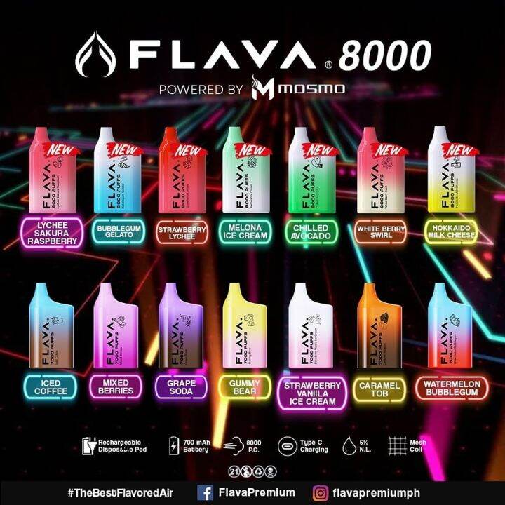 FLAVA MOSMO 8000 PUFFS RECHARGEABLE DISPOSABLE PODS | Lazada PH