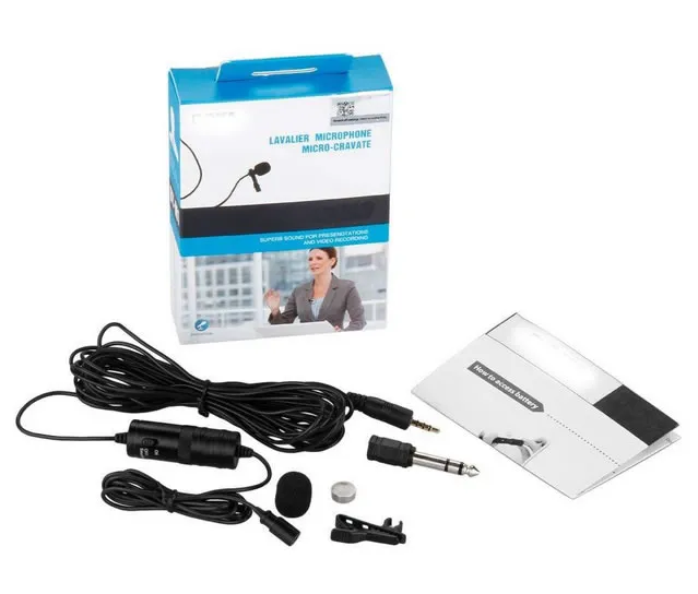Lapel Microphone, Omnidirectional Condenser Clip-on Mic with 20ft Audio ...