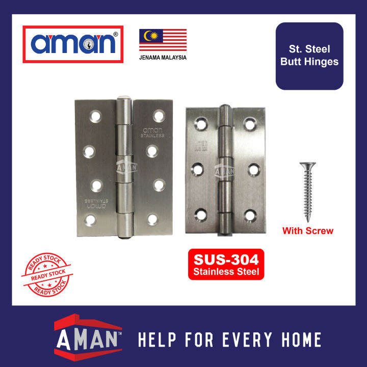 AMAN 2PCS SUS 304 Stainless Steel Hinges With Screw Butterfly Hinge ...