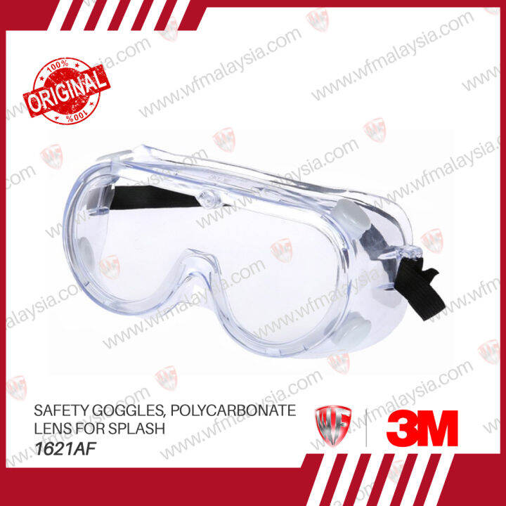 3M 1621AF SAFETY GOGGLES CLEAR ANTI-FOG CHEMICAL SPLASH (CLEAR ...