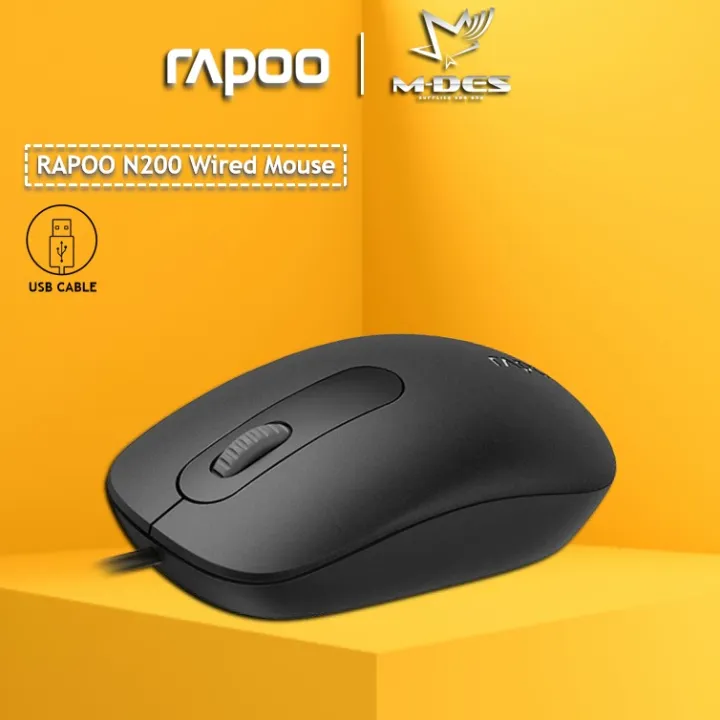Rapoo N200 Wired Optical Mouse Black [2 Years Warranty] | Lazada