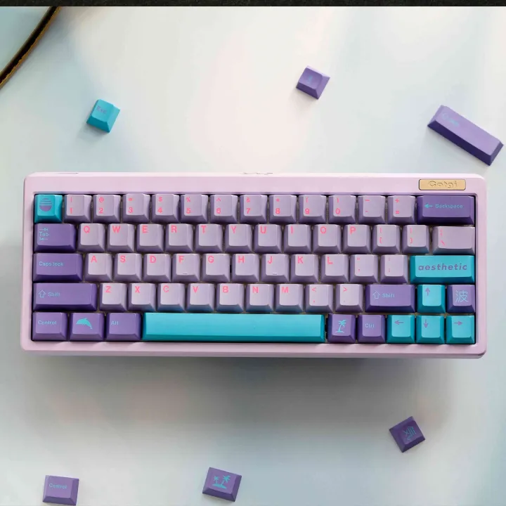 129 Keys GMK Vaporwave PBT Keycap Cherry Profile DYE-SUB/Double shot ...