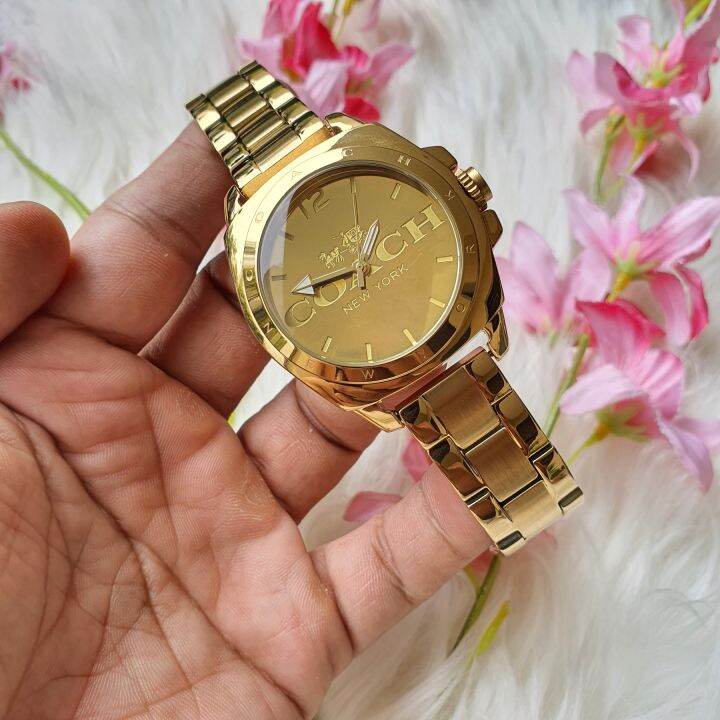 Original Coach Boyfriend 38mm Gold Tone Stainless Steel Bracelet Women ...