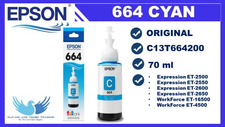 Epson 664 Cyan Original Ink Bottle (T6642) | Lazada PH