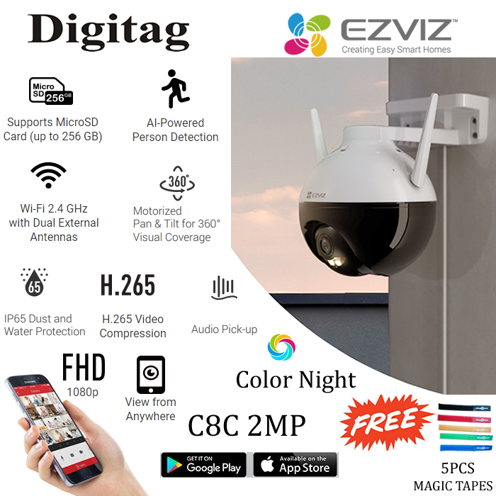 EZVIZ C8C 2MP Outdoor WIFI Color Night Pan Tilt Camera FREE GIFT ...
