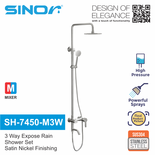 Sinor SH-7450-M3W Three Way Expose Rain Shower Set Mixer Bathroom ... Sinor SH-7450-M3W Three Way Expose Rain Shower Set Mixer Bathroom ...