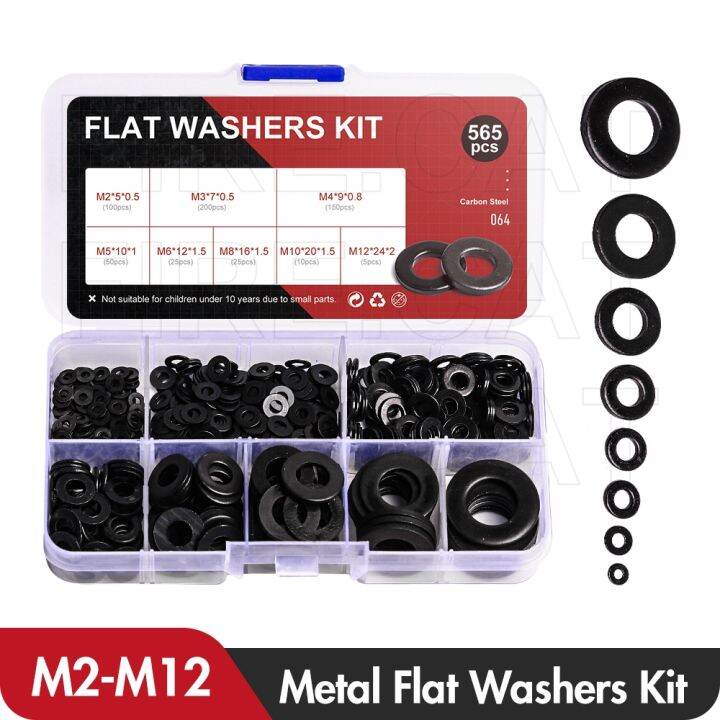 Metal Black Steel Gasket Plate Washers Set M2 M3 M4 M5 M6 M8 M10 M12 ...