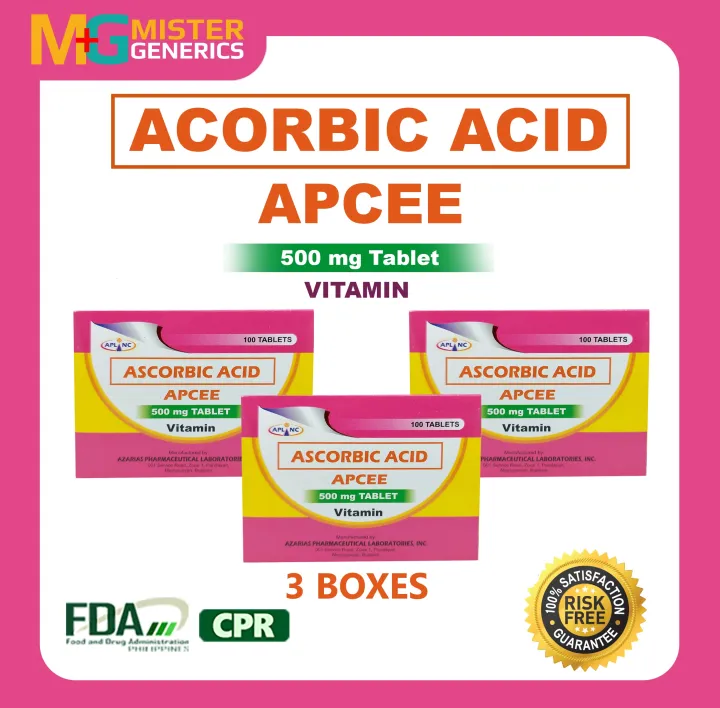 Ascorbic Acid Vitamin C APCEE 500mg 100 Tablets - 3 BOXES | Lazada PH