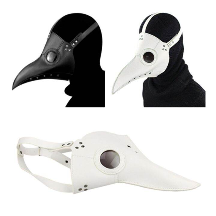 Plague Doctor Cosplay Mask Steampunk Black White Bird Long Nose Beak ...