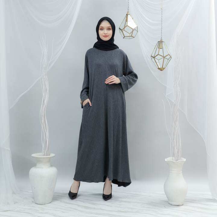 Pennay Gamis Knit Dress Abaya Muslimah Bahan Knit Halus Kekinian ...