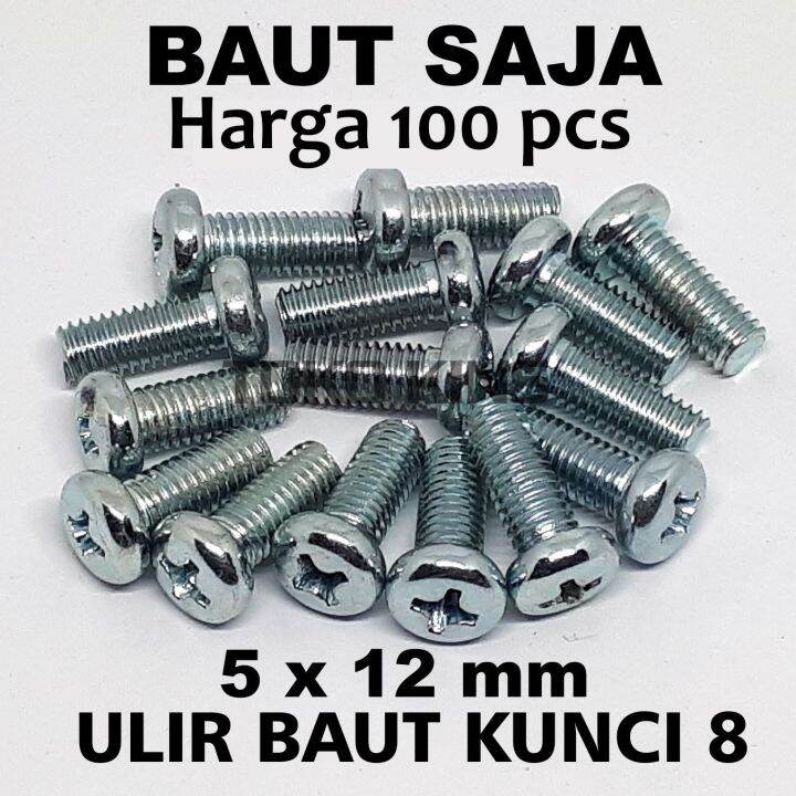 JP M5 x 12 per 100 pcs Baut kepala obeng plus 5mm 5 x 12 mm | Lazada ...