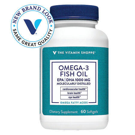 Omega-3 Fish Oil - EPA/DHA 500 MG - Supports Cardiovascular, Brain, & Eye Health - 1,000 MG (60 ...