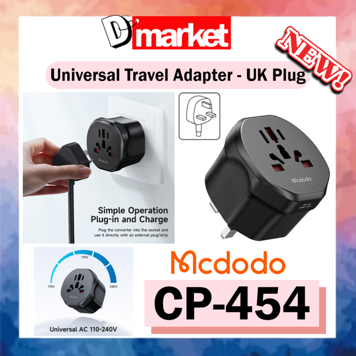 Mcdodo CP-4540 Universal Travel Adapter 3 Pin Plug UK Plug Travel Plug Socket CP4540 UK/EU/US ...