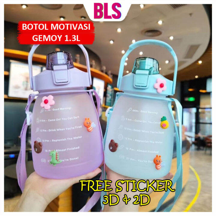 Botol Viral Motivasi Gemoy Big Belly Bottle 1300ML Free Sticker ...