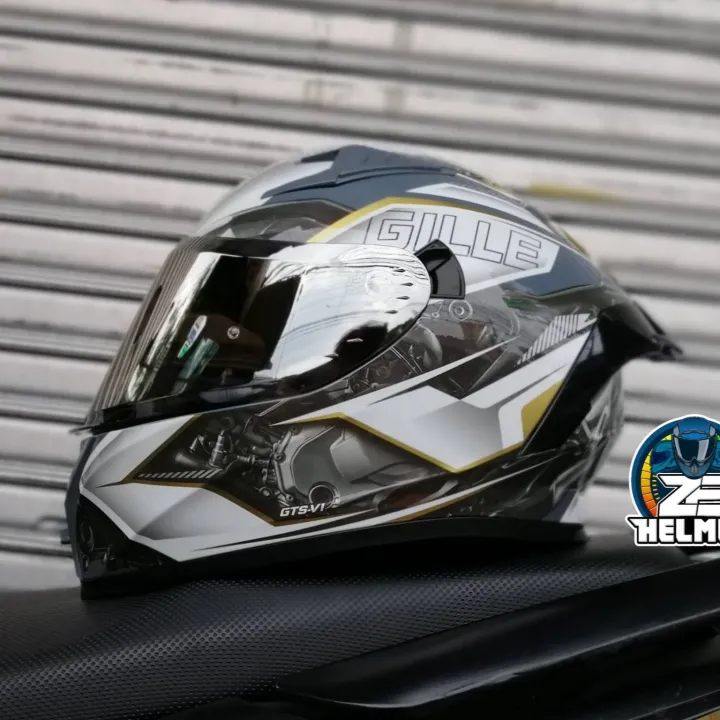 GILLE 135 GTS-V1 MUFFLER (Black/Gray/White) FULL FACE - DUAL VISOR with ...